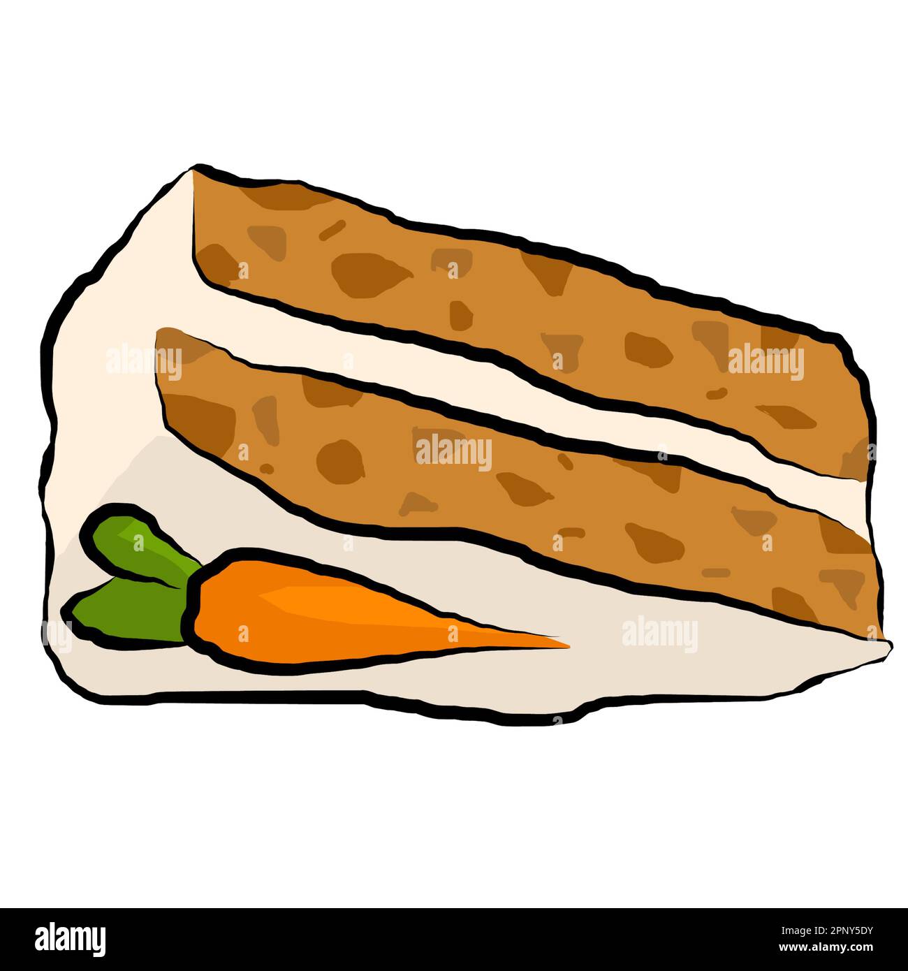 isolated hand drawn carrot cake, carrot cake with cream cheese frosting ...