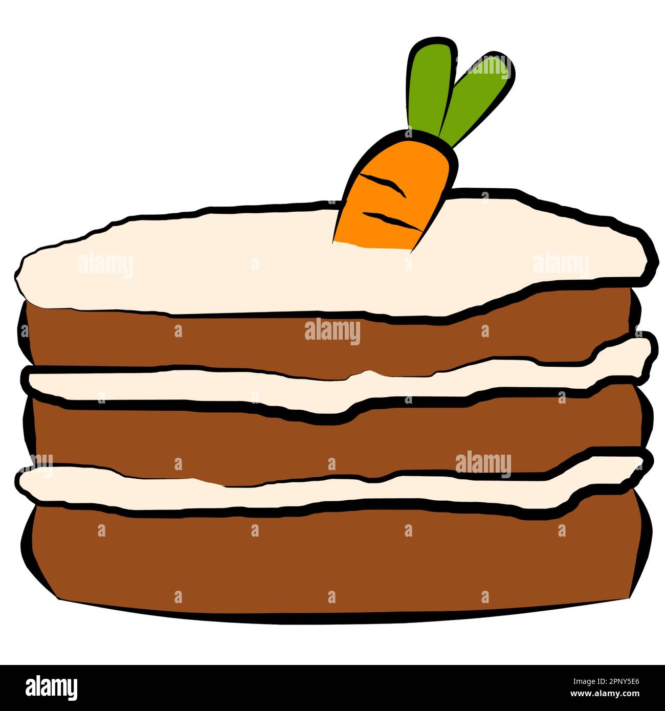 isolated hand drawn carrot cake, carrot cake with cream cheese frosting ...
