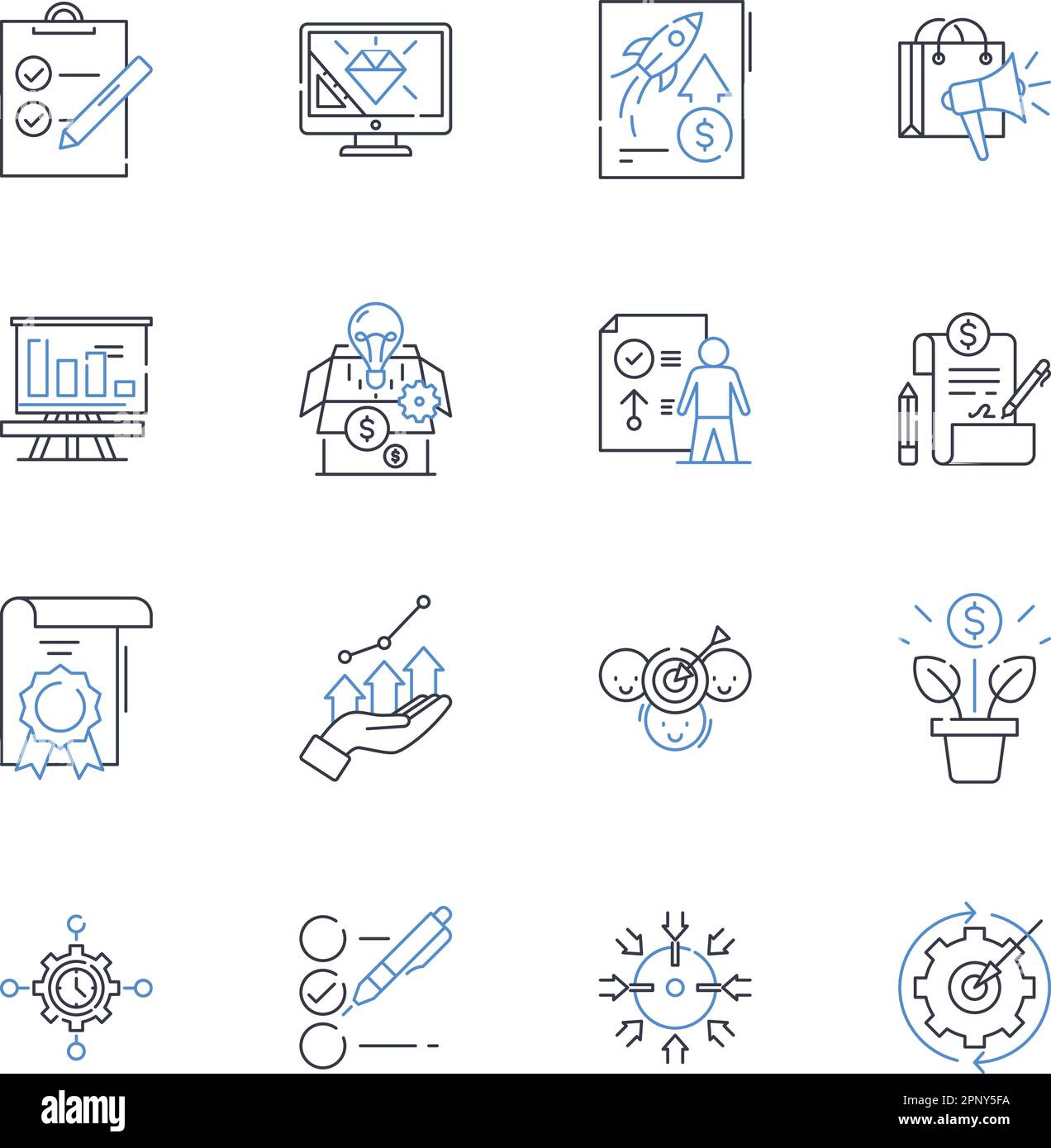Revenue growth line icons collection. Expansion, Diversification ...