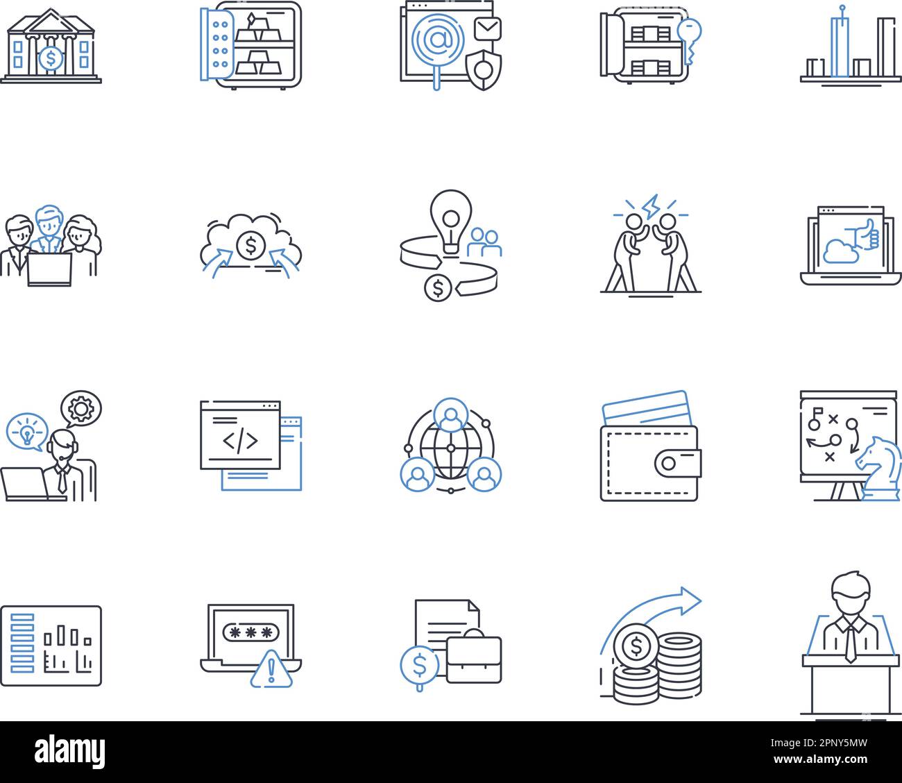 Conglomeration Line Icons Collection Integration Consolidation