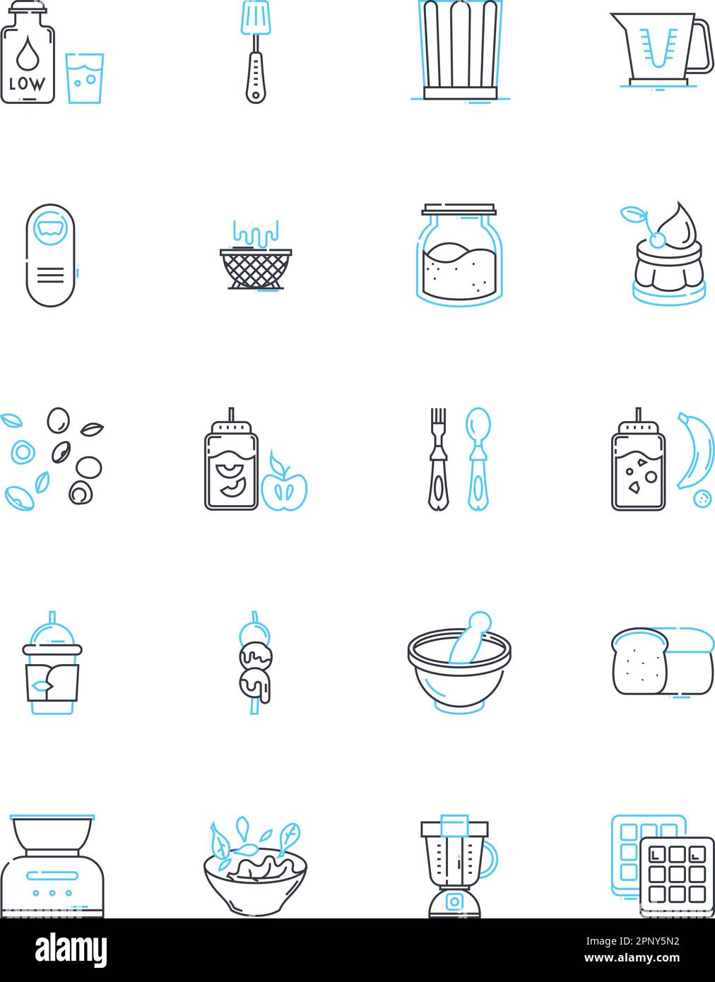 All-you-can-eat restaurant linear icons set. Buffet, Unlimited, Feast ...