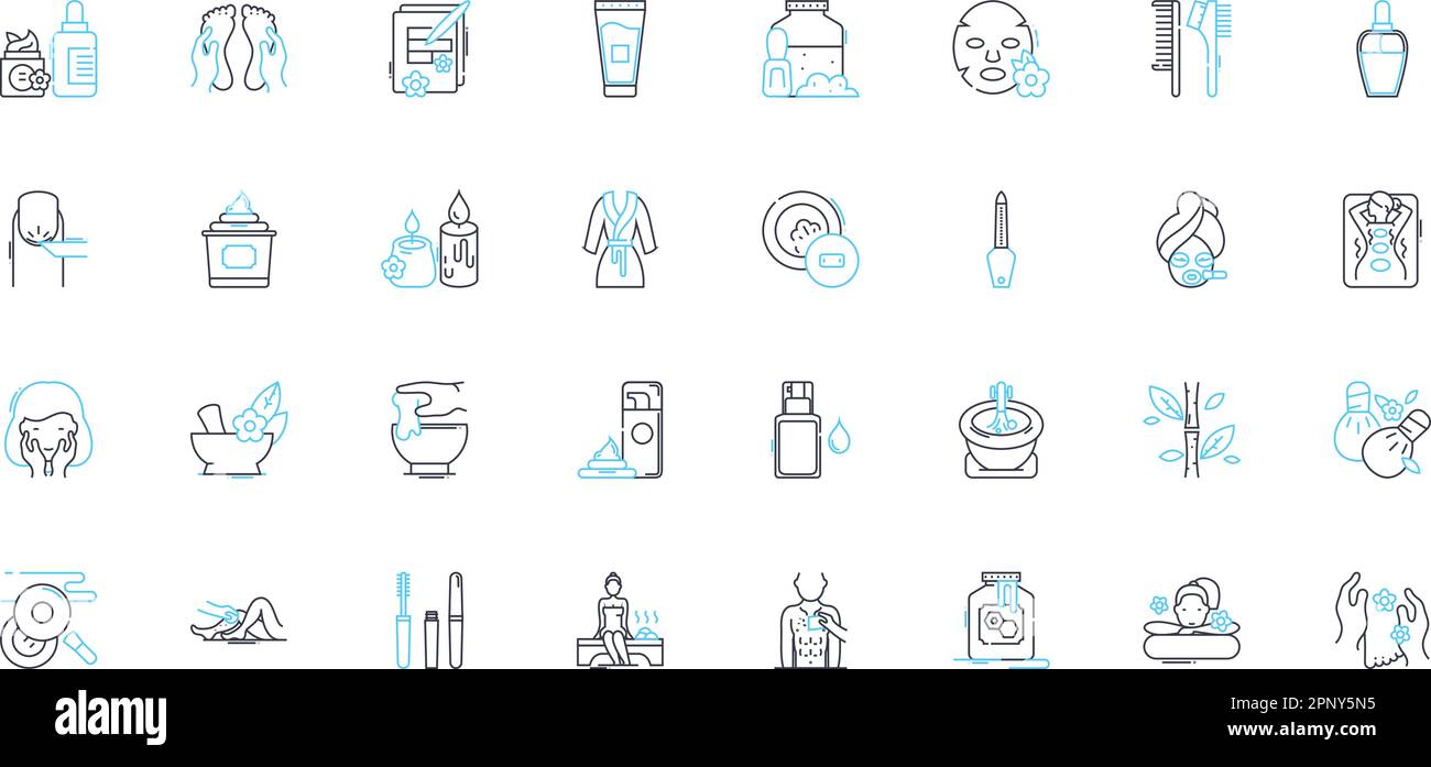 Nail salon linear icons set. Polish, Manicure, Pedicure, Cuticle ...