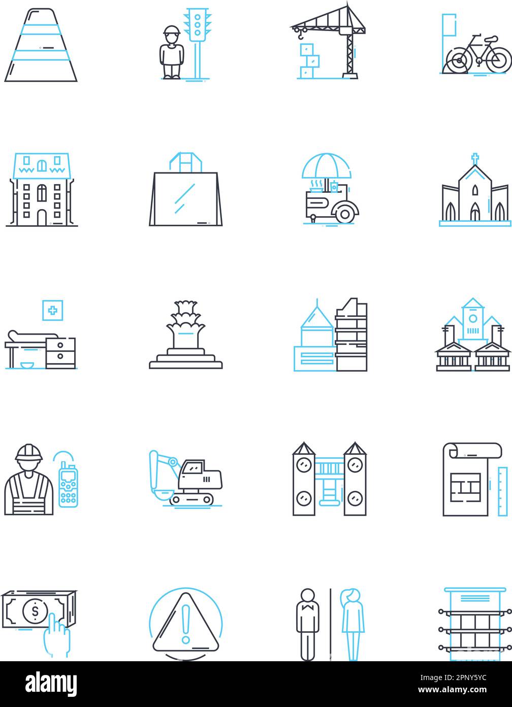 Skyscrapers linear icons set. Towering, Architectural, Urban, Majestic ...