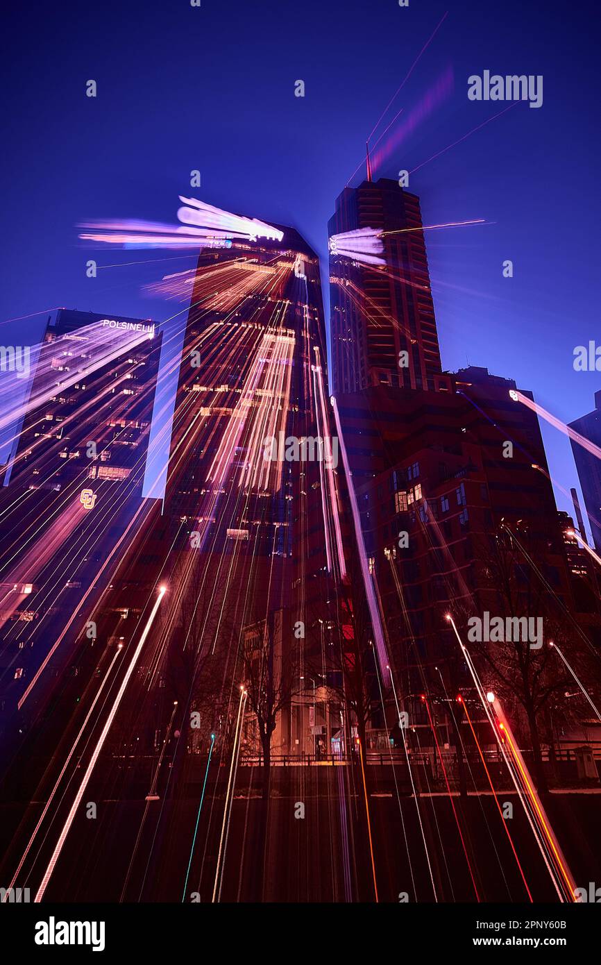 Denver, CO skyline at sunrise Stock Photo - Alamy