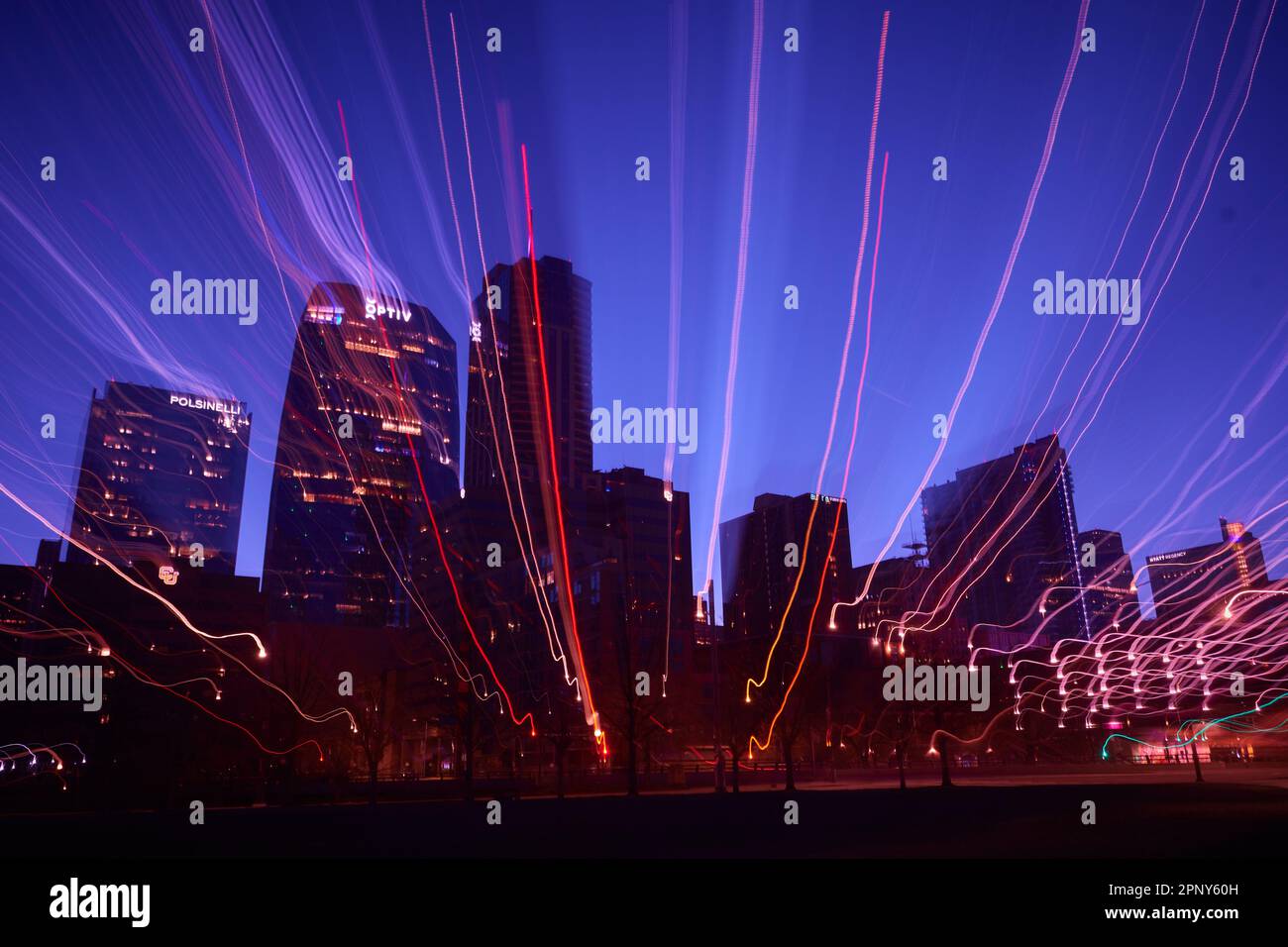 Denver, CO skyline at sunrise Stock Photo - Alamy