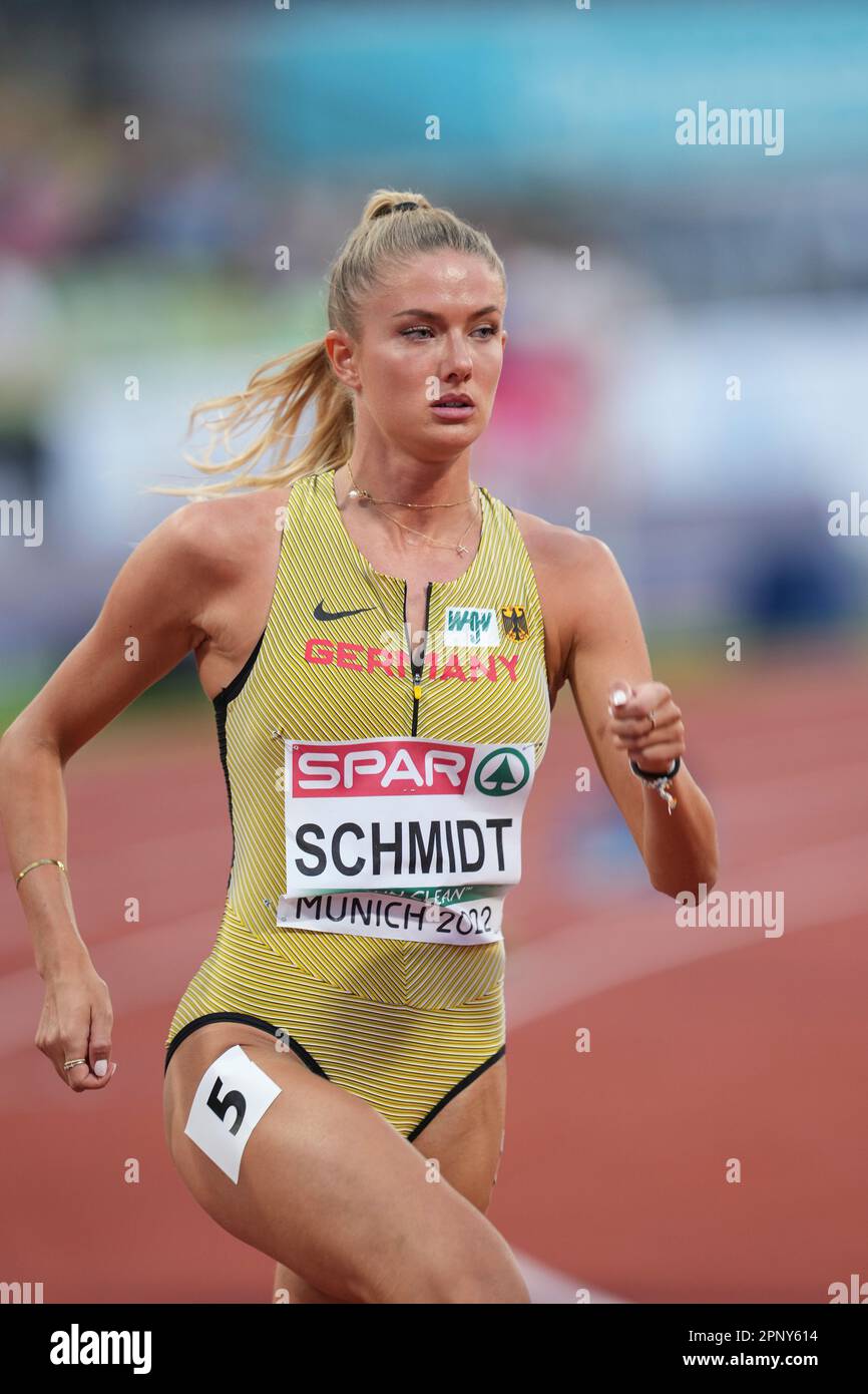 Alica Schmidt participating in the 400 meters of the European Athletics ...