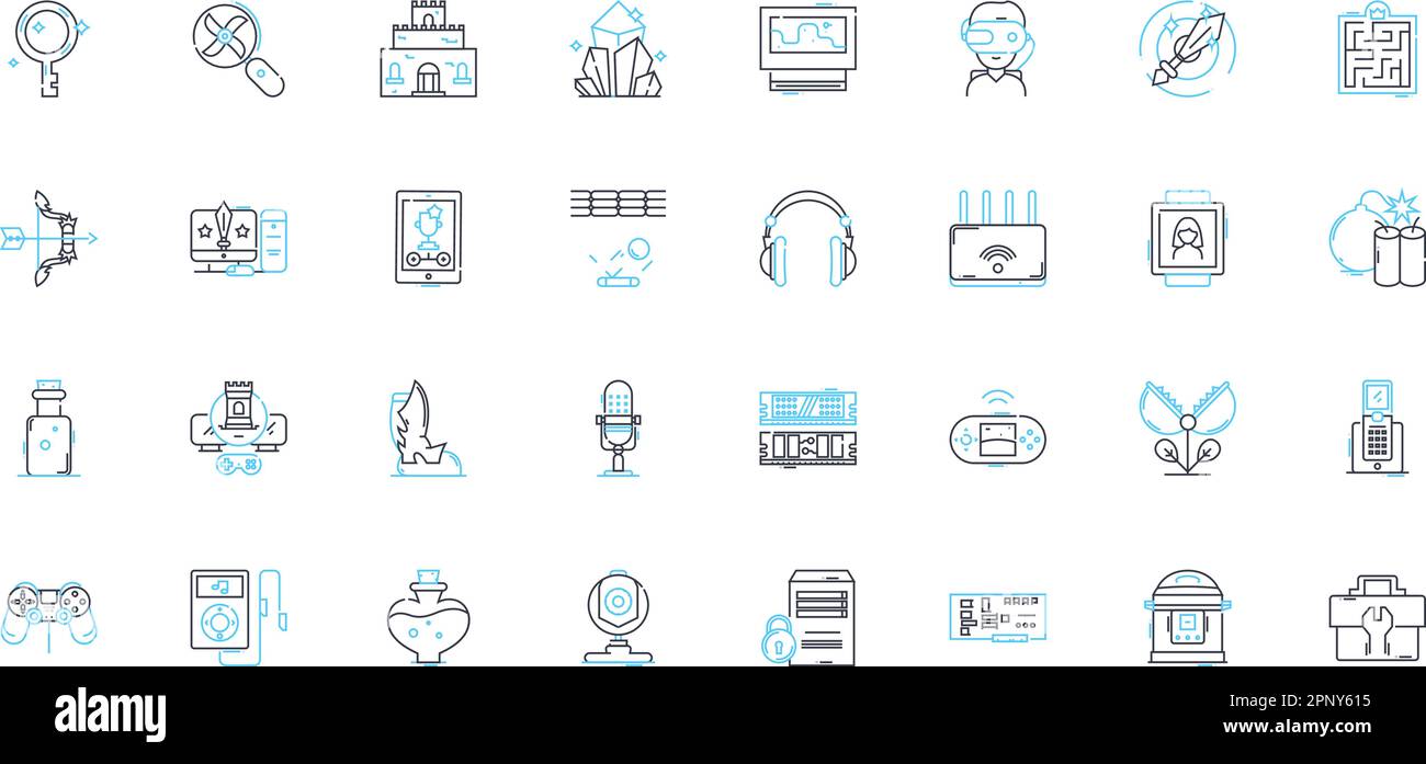 Video game market linear icons set. Gaming, Industry, Console, Mobile ... Video game market linear icons set. Gaming, Industry, Console, Mobile ...