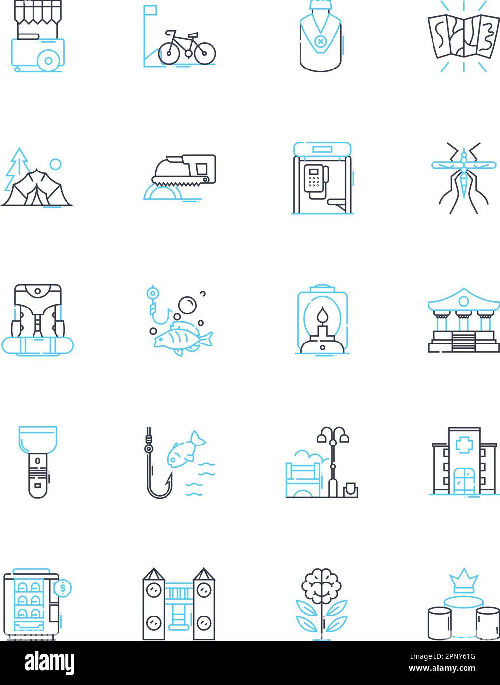 Urban oasis linear icons set. Sanctuary, Serenity, Calm, Retreat ...