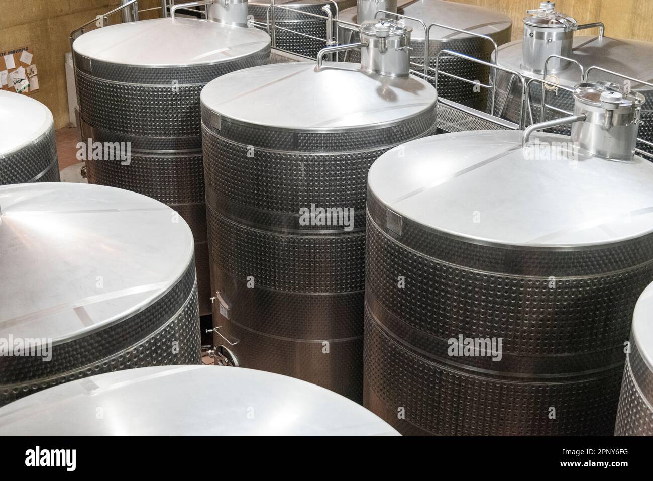 Beautiful view to wine barrels in winery in Santiago Stock Photo - Alamy