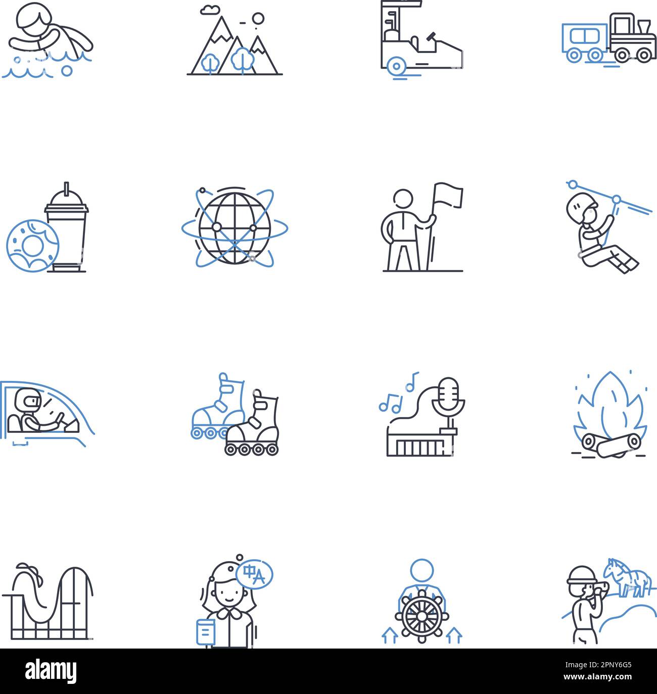 Hiking line icons collection. Trekking, Trailblazing, Mountaineering ...