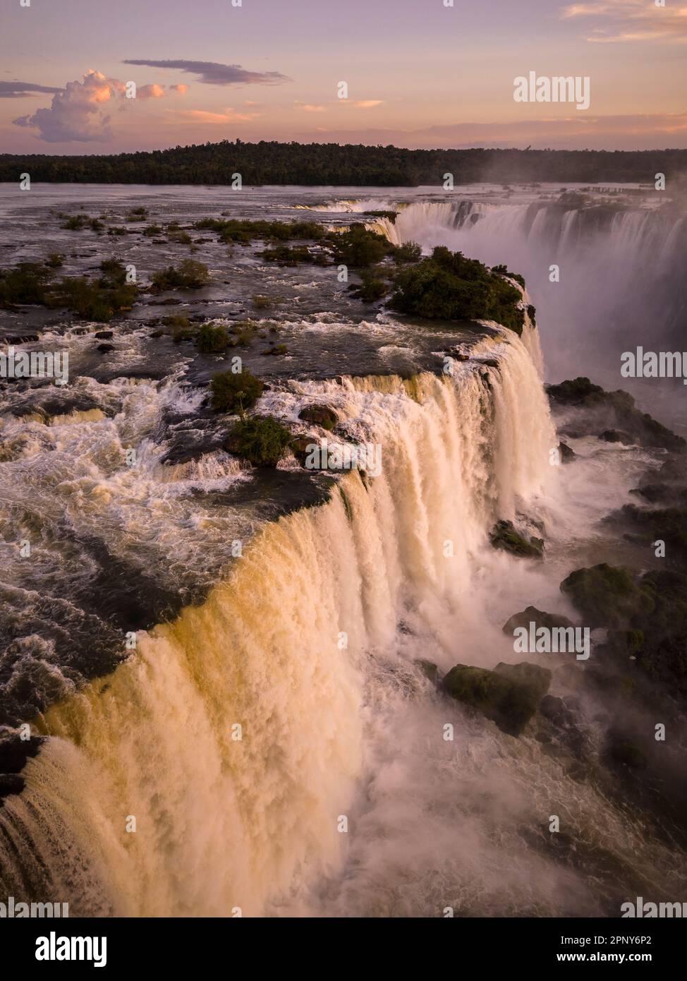 Beautiful view to Iguazu Falls waterfalls with green rainforest Stock ...