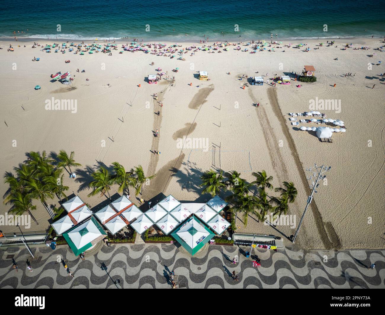 Beautiful aerial view to Copacabana Beach sidewalk pattern Stock Photo ...