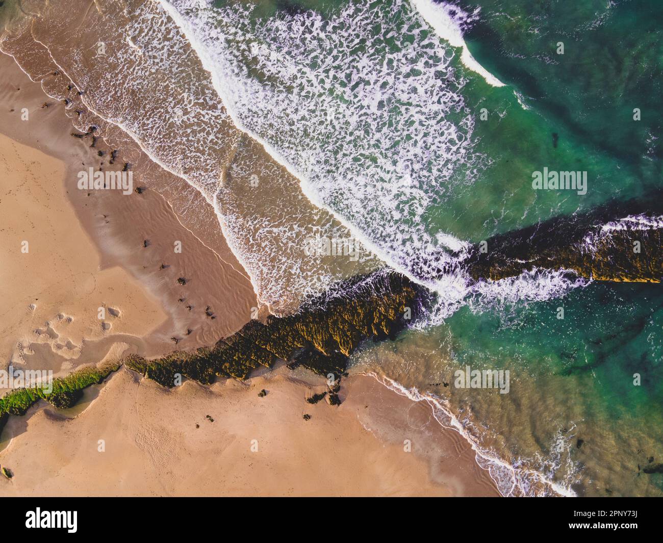Aerial image of the Northumberland coast at Bamburgh Stock Photo - Alamy