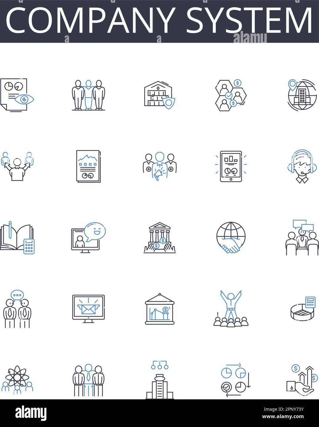 Company System Line Icons Collection Business Structure Corporation Framework Enterprise
