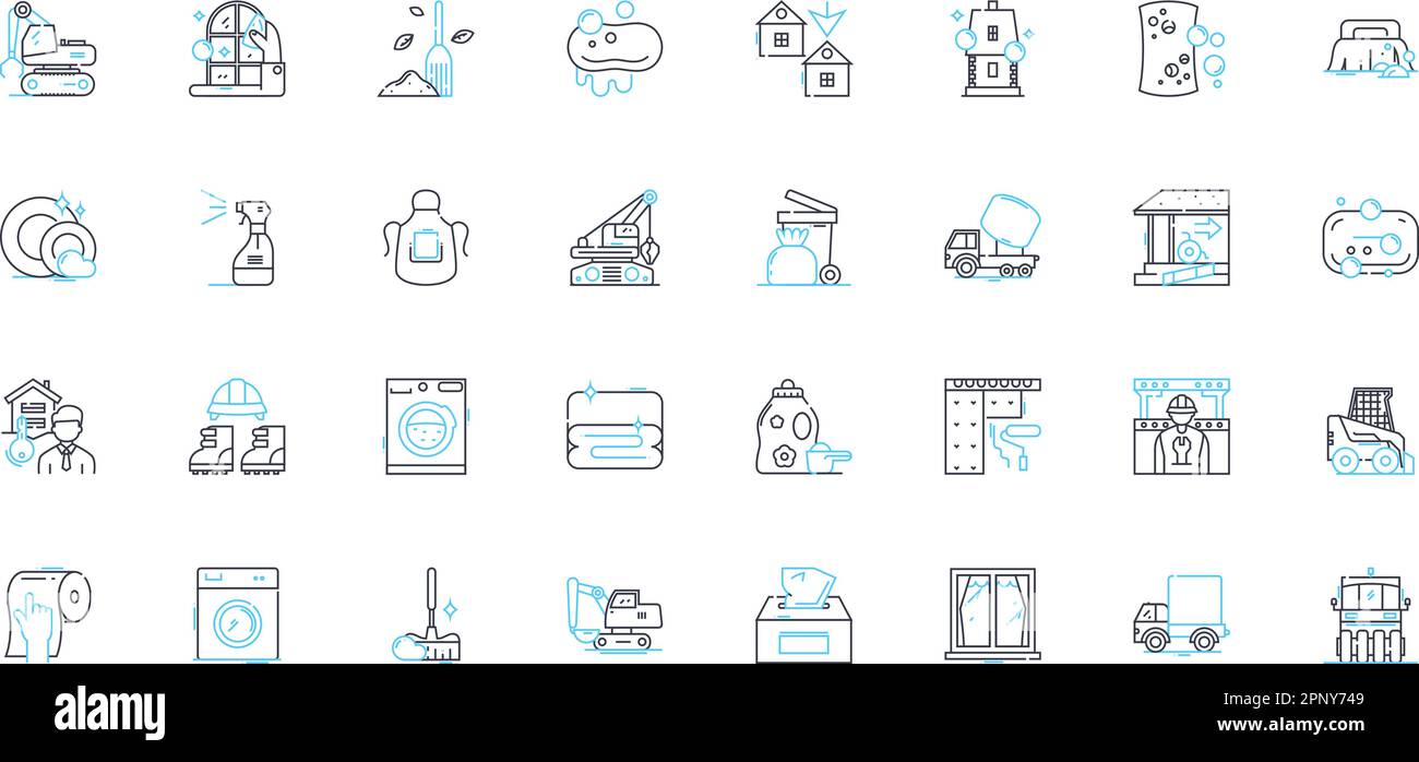 Spring cleaning linear icons set. Decluttering, Organizing, Refreshing ...
