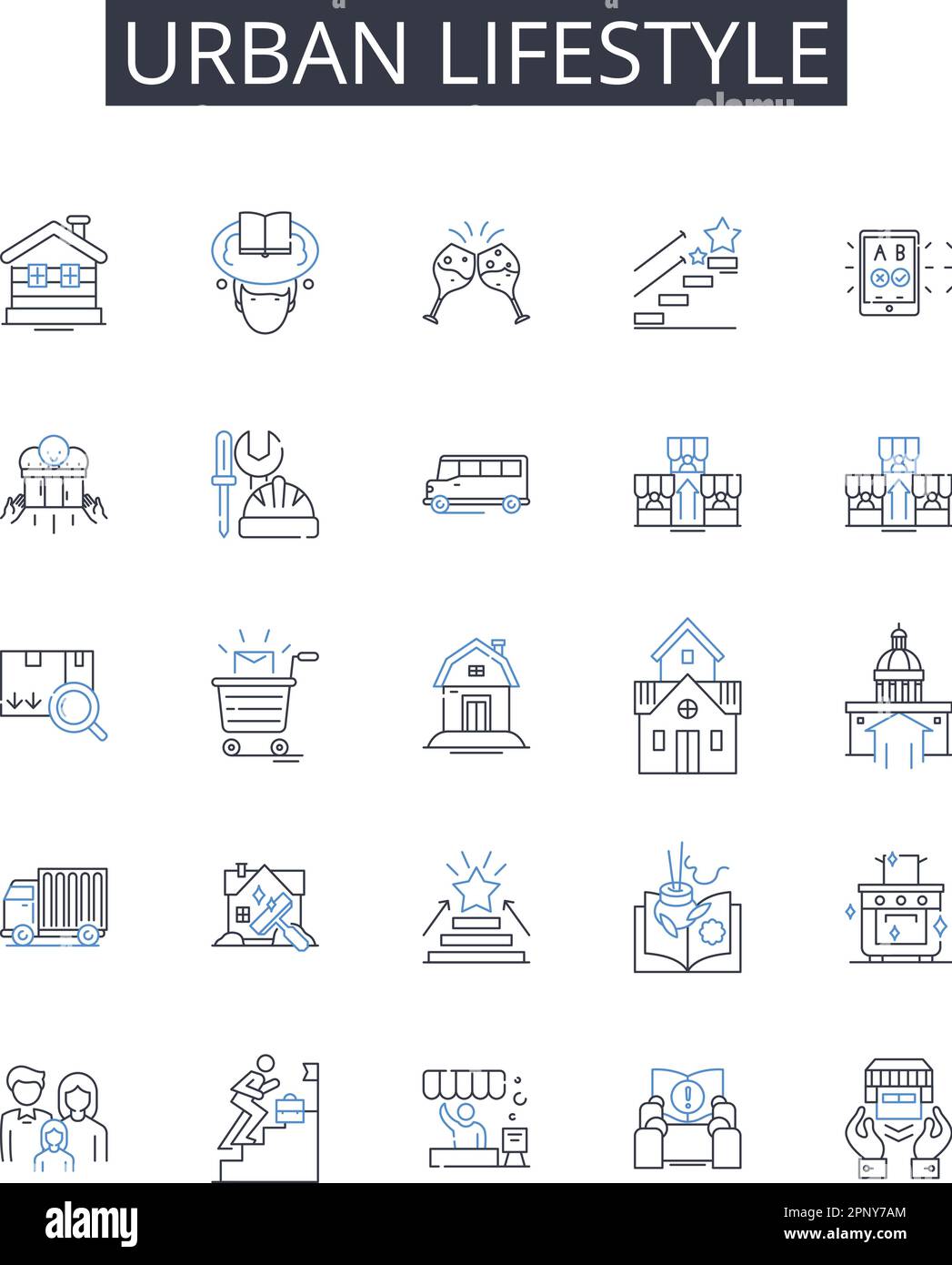 Urban lifestyle line icons collection. Unity, Integration, Harmony ...