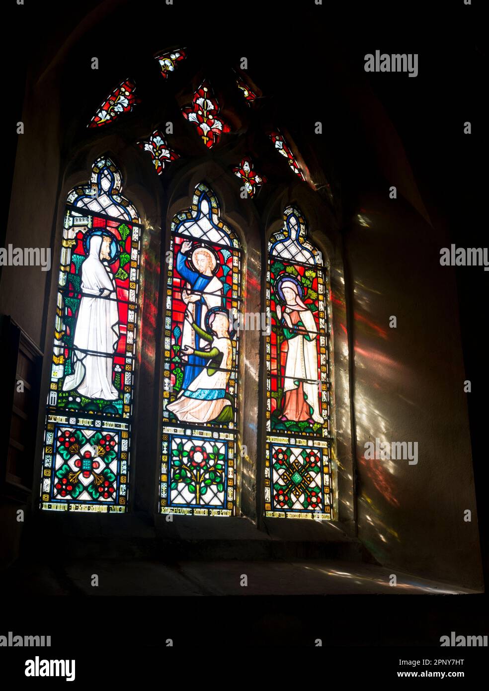 The raising of Lazarus stained glass in St. Andrew`s Church, Cranford ...