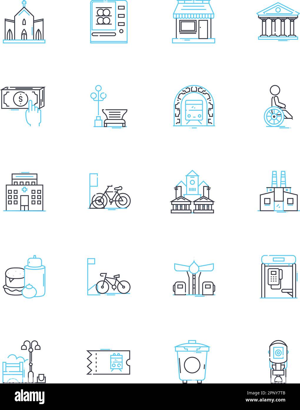 Contemporary cosmopolitan linear icons set. Urban, Modern, Global ...