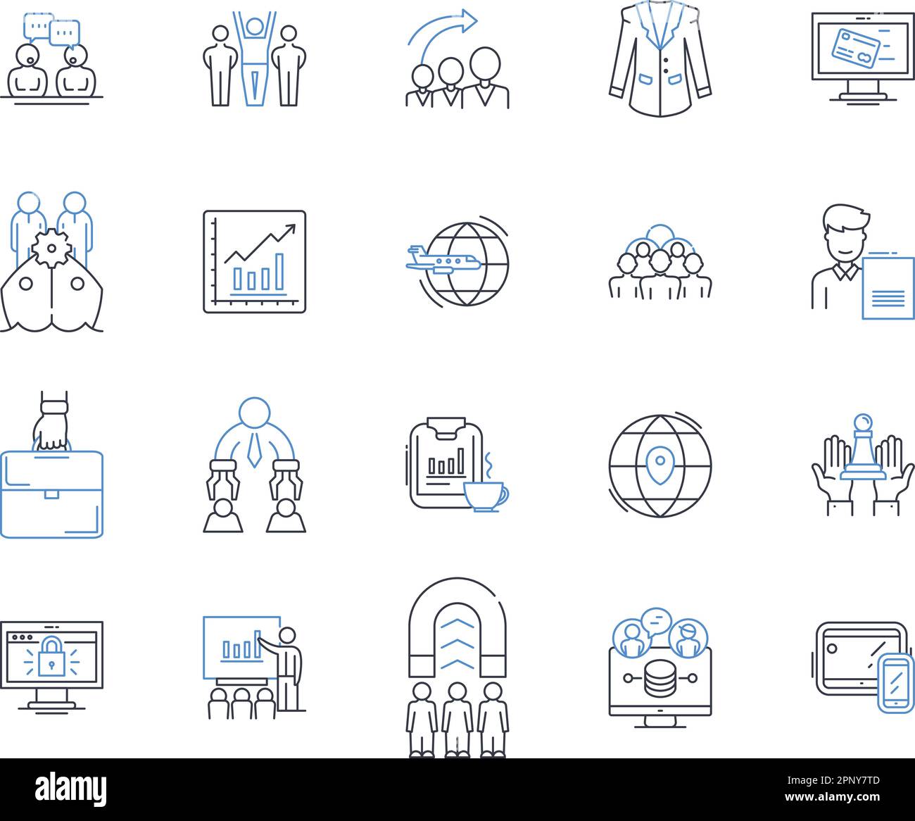 Employee training line icons collection. Development, Orientation ...