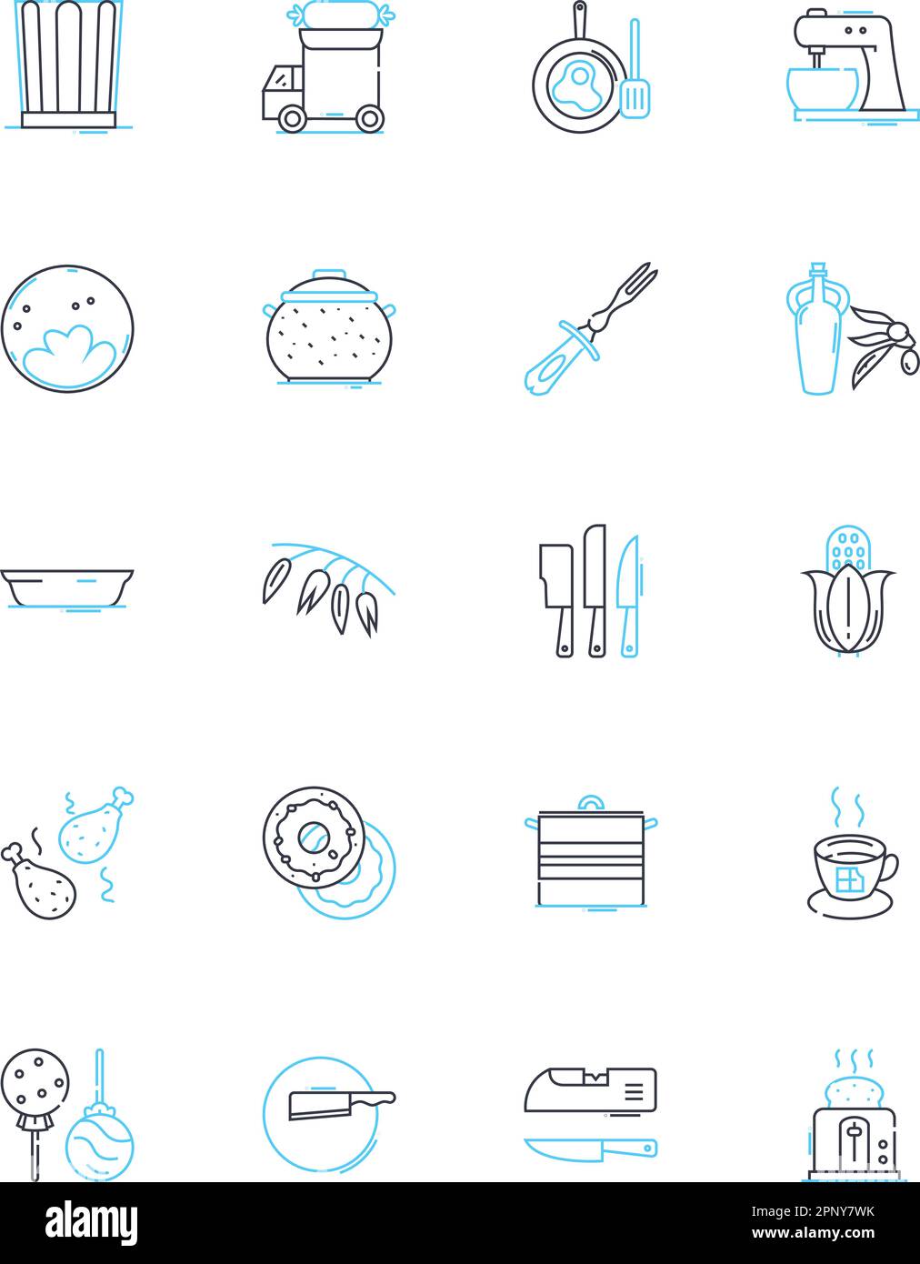 Family cooking linear icons set. Home-cooked, Comforting, Nourishing ...
