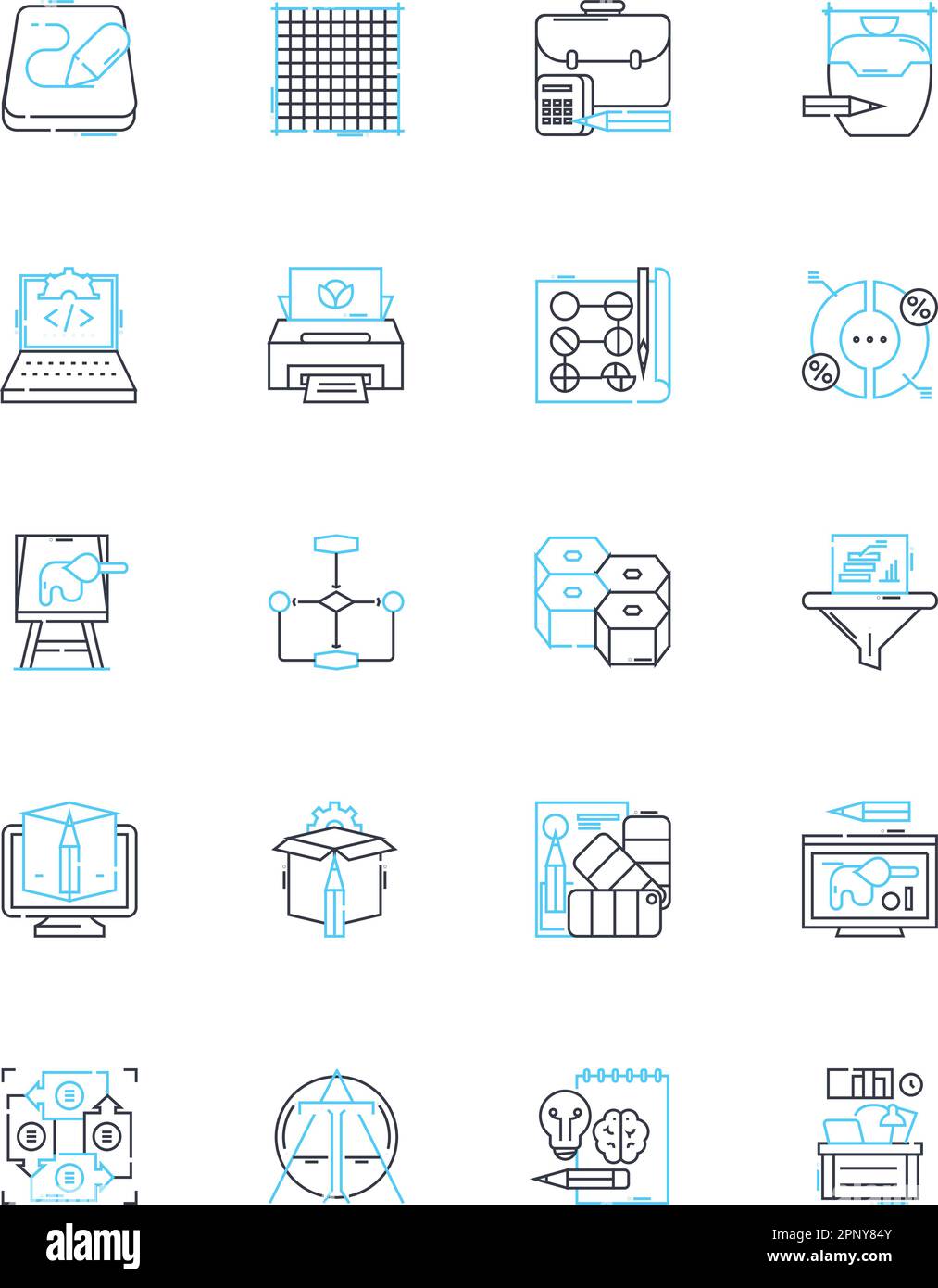 Central Hub Linear Icons Set Connectivity Nerking Convergence Centralization Integration