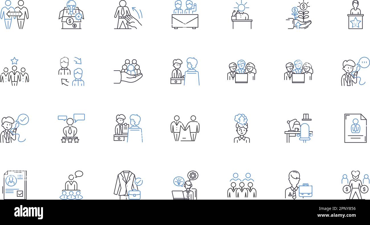 Corporate Workforce Line Icons Collection Productivity Collaboration
