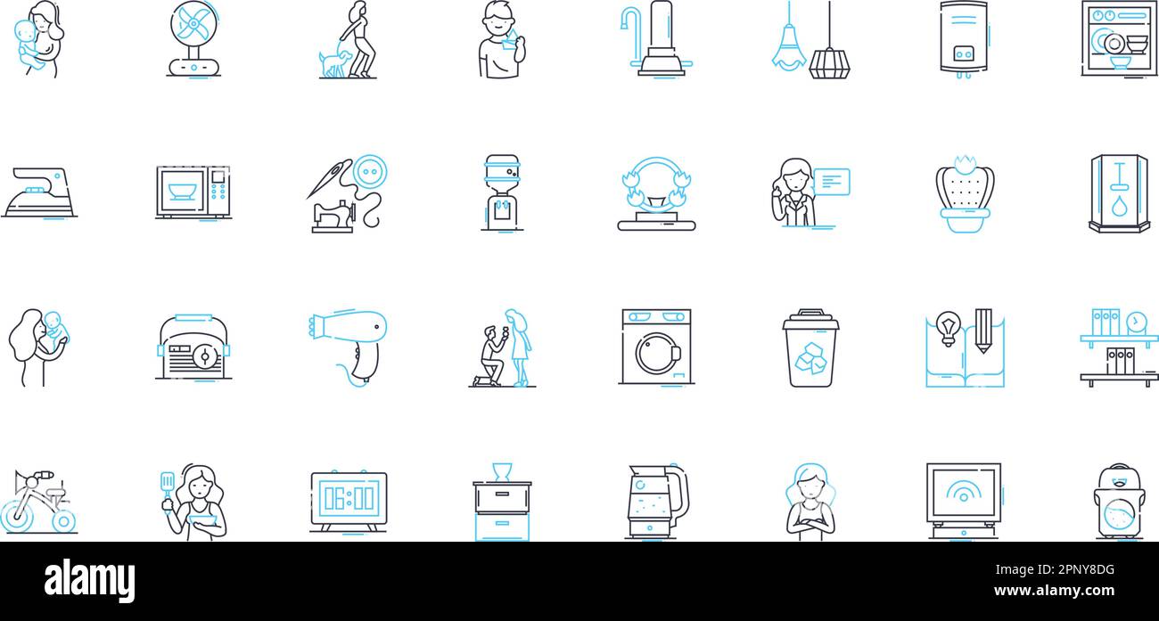 Household residents linear icons set. Inhabitants, Occupants, Dwellers ...