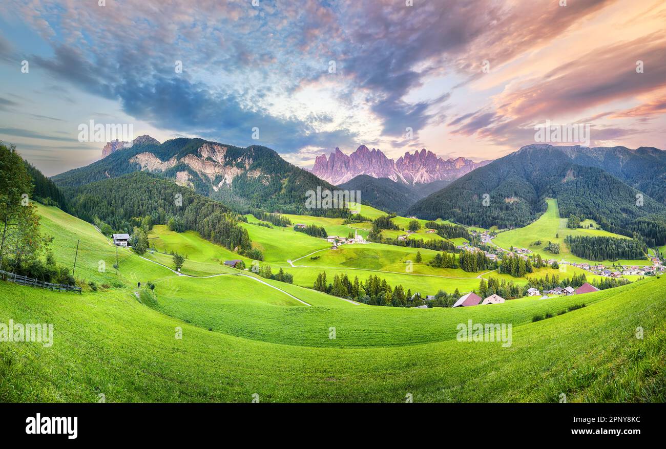 Marvelous scene of magnificent Santa Maddalena village in Dolomites ...