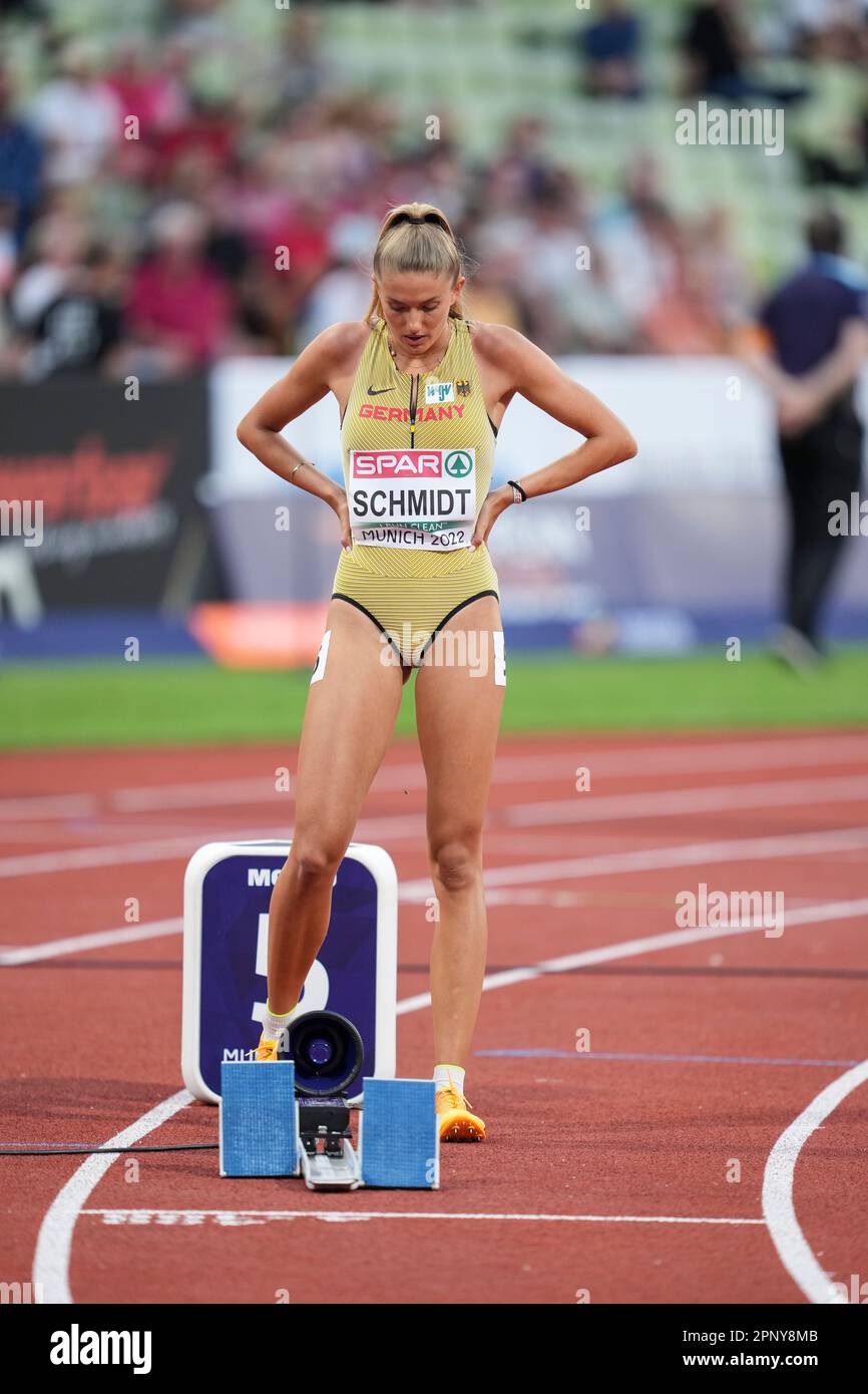 Alica Schmidt participating in the 400 meters of the European Athletics ...
