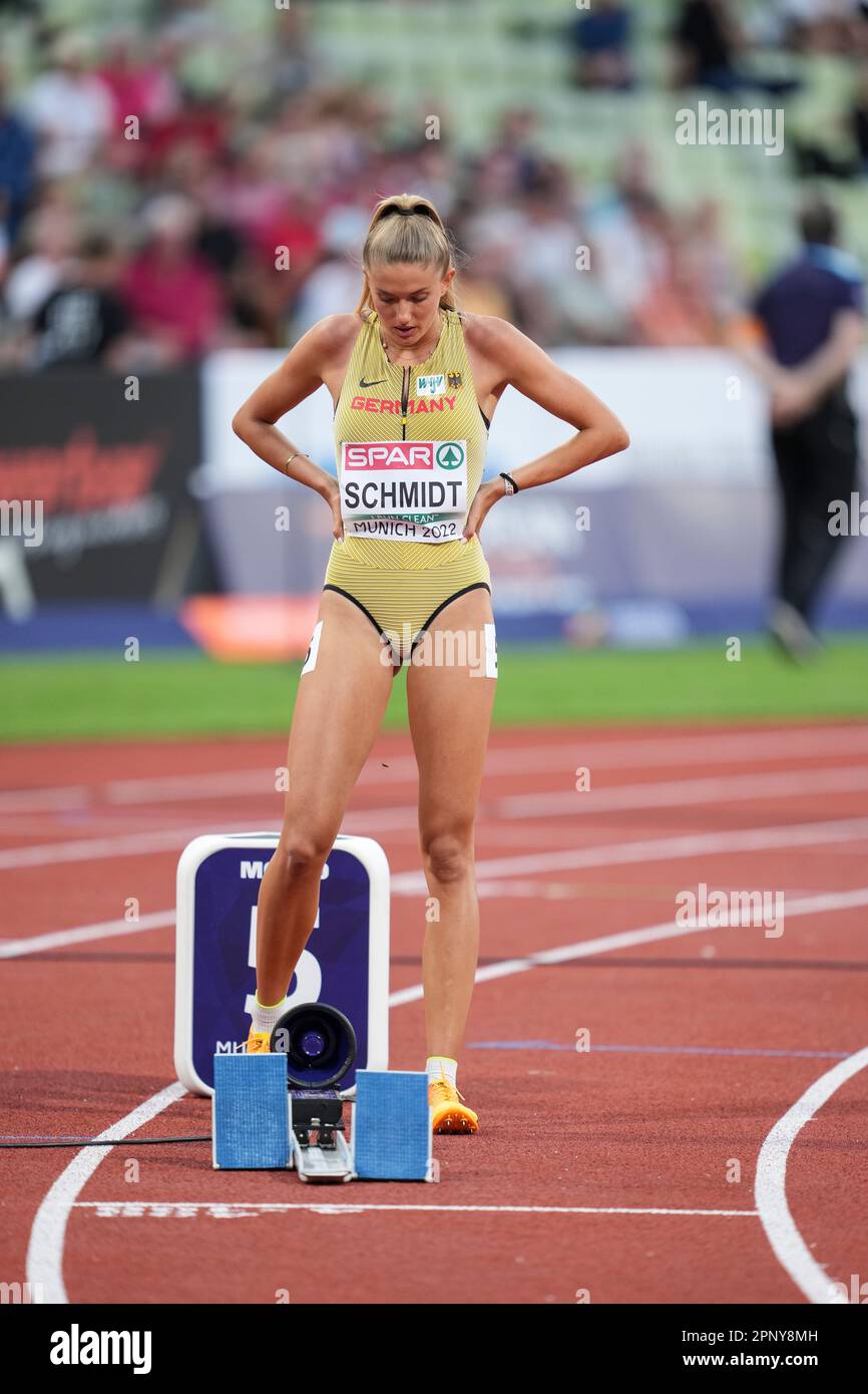 Alica Schmidt participating in the 400 meters of the European Athletics ...