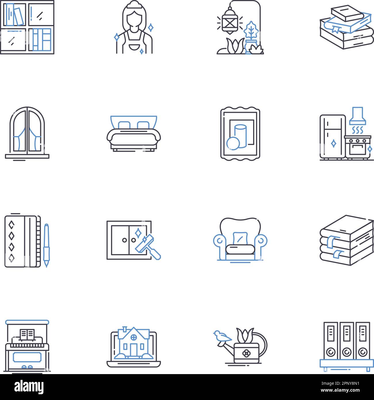 Abiding in line icons collection. Harmony, Perseverance, Trust ...