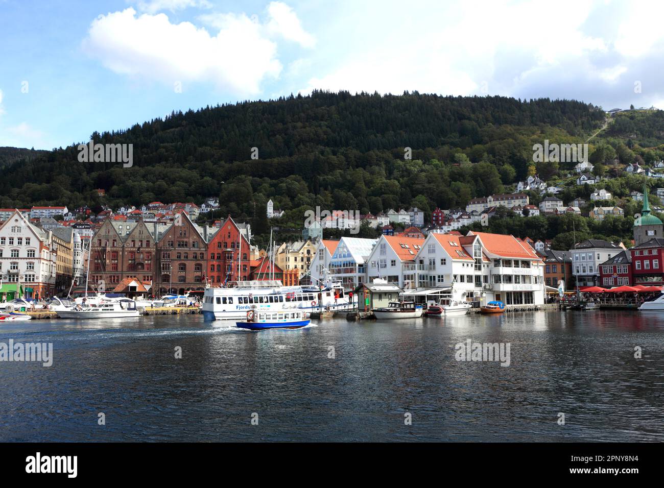 Old wooden Hanseatic buildings forming part of the Bryggen, a UNESCO ...