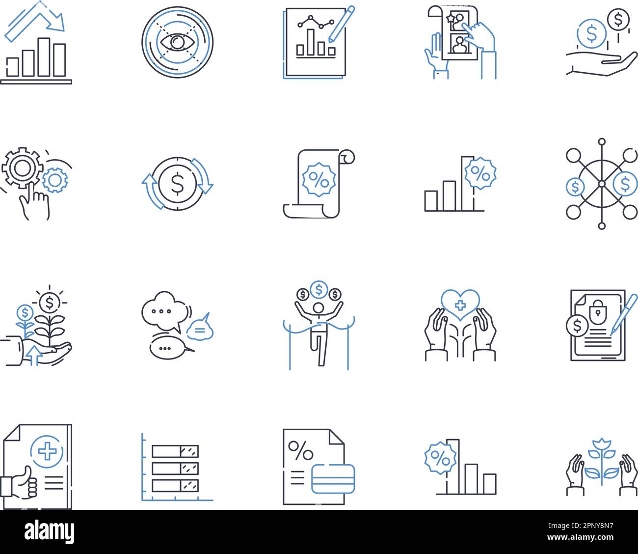 Expense Strategy Line Icons Collection Budgeting Tactics