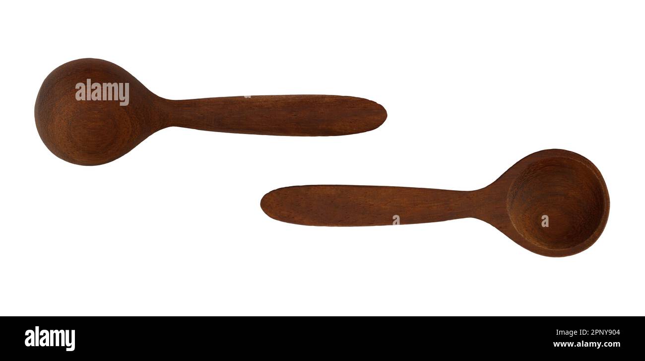 Wooden spoon front and back top view isolated on white background Stock ...