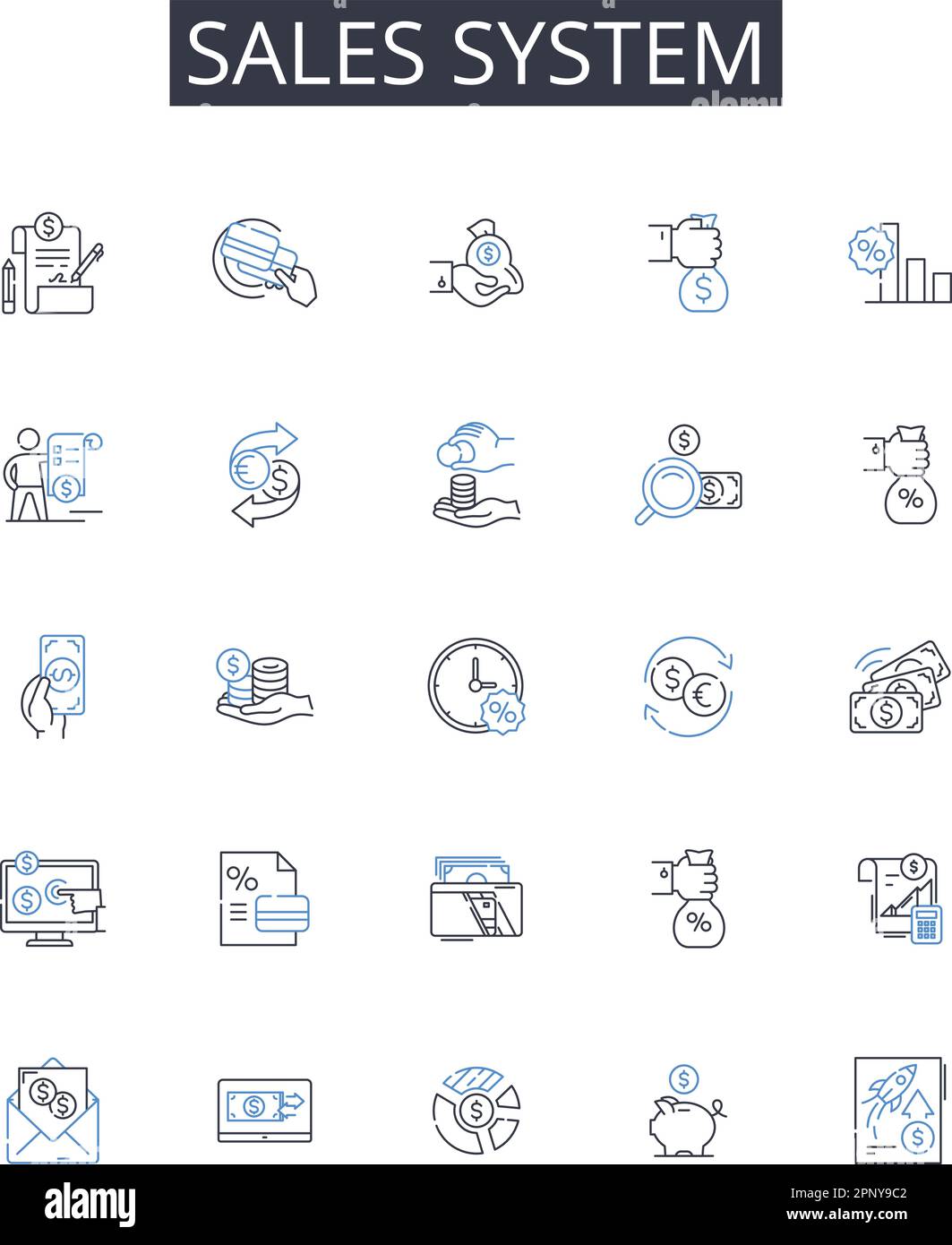 Sales system line icons collection. Business model, Revenue stream ...