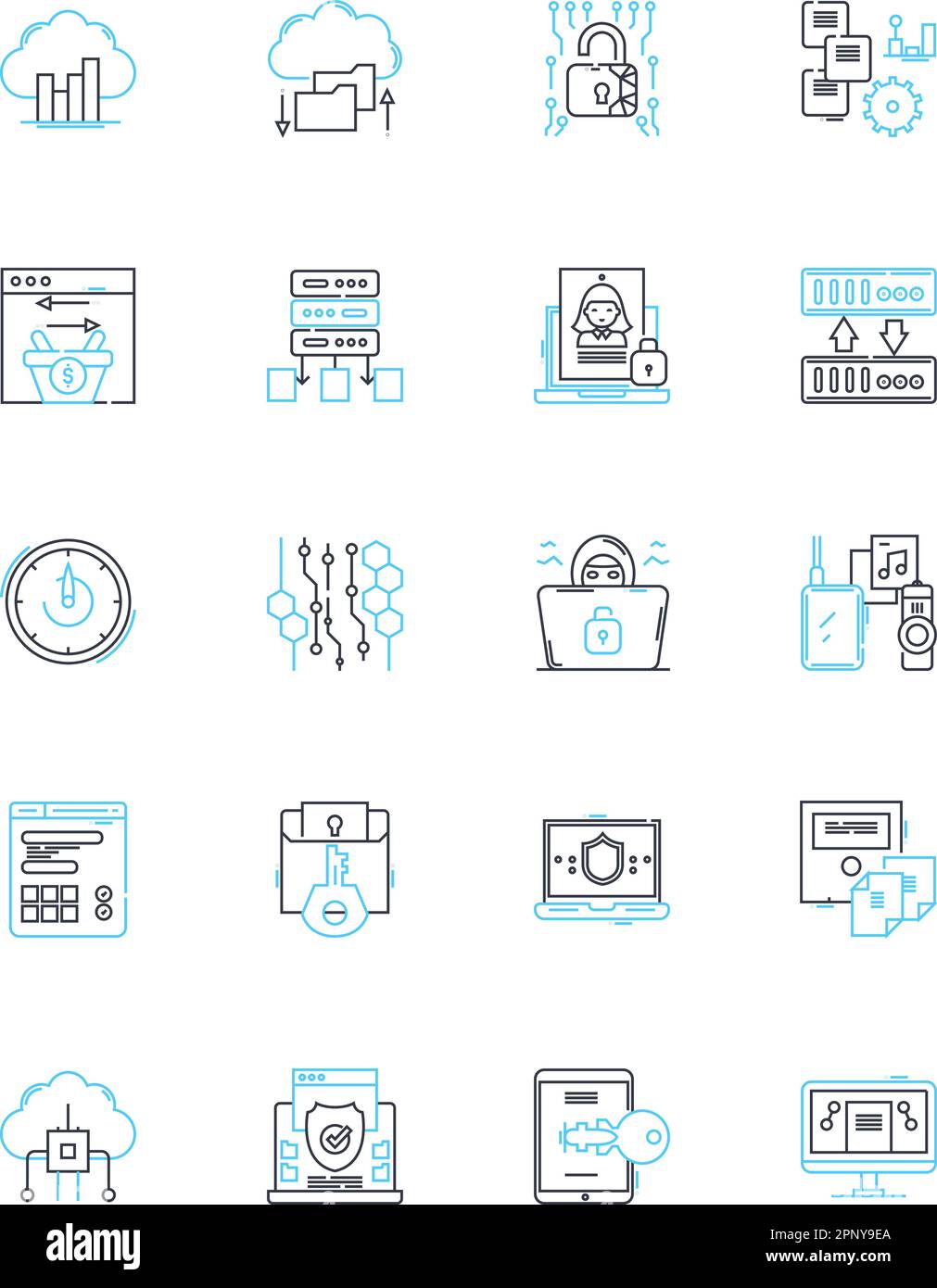 Secure Knowledge Linear Icons Set Encryption Firewall Authentication