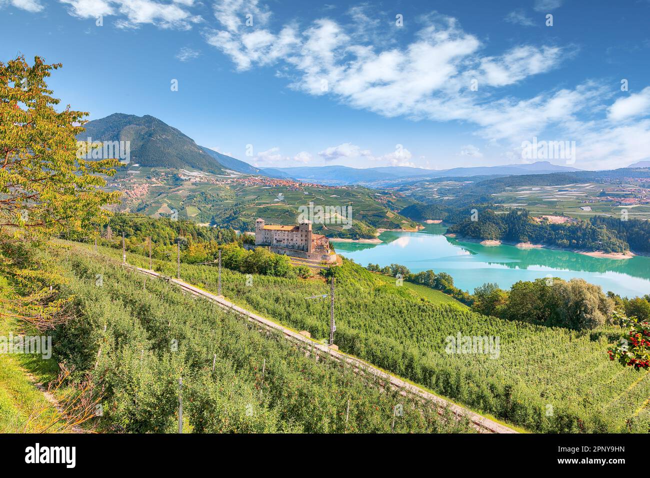 Fabulous View of the Cles Castel, the Santa Giustina Lake and lots of ...