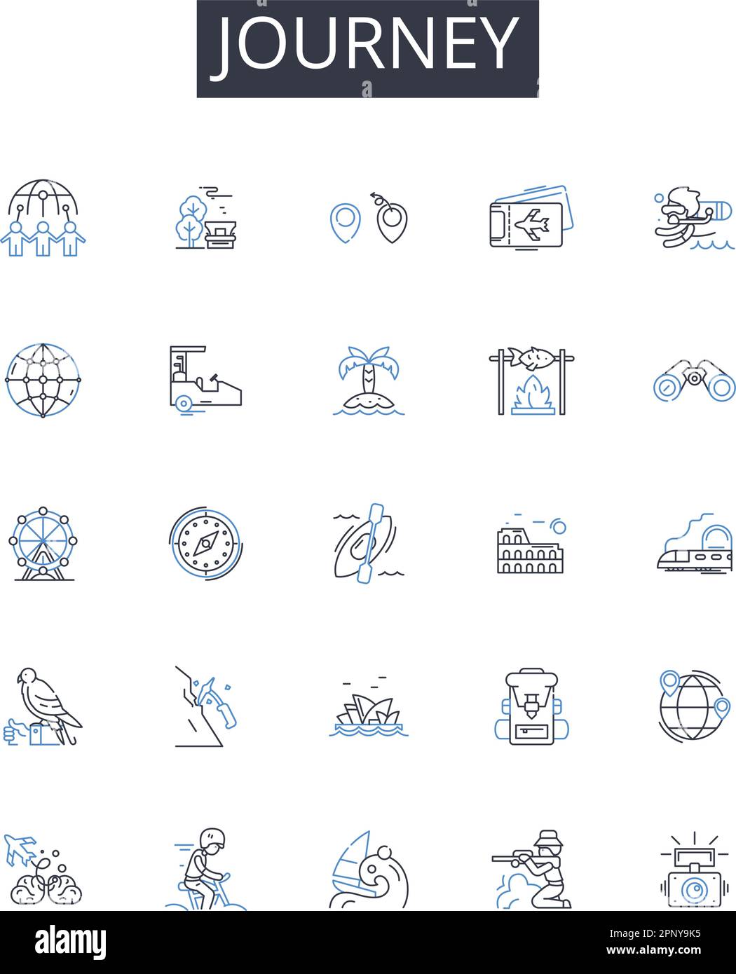 Journey line icons collection. Textile, Fabric, Leather, Wood, Metal, Plastic, Paper vector and ...