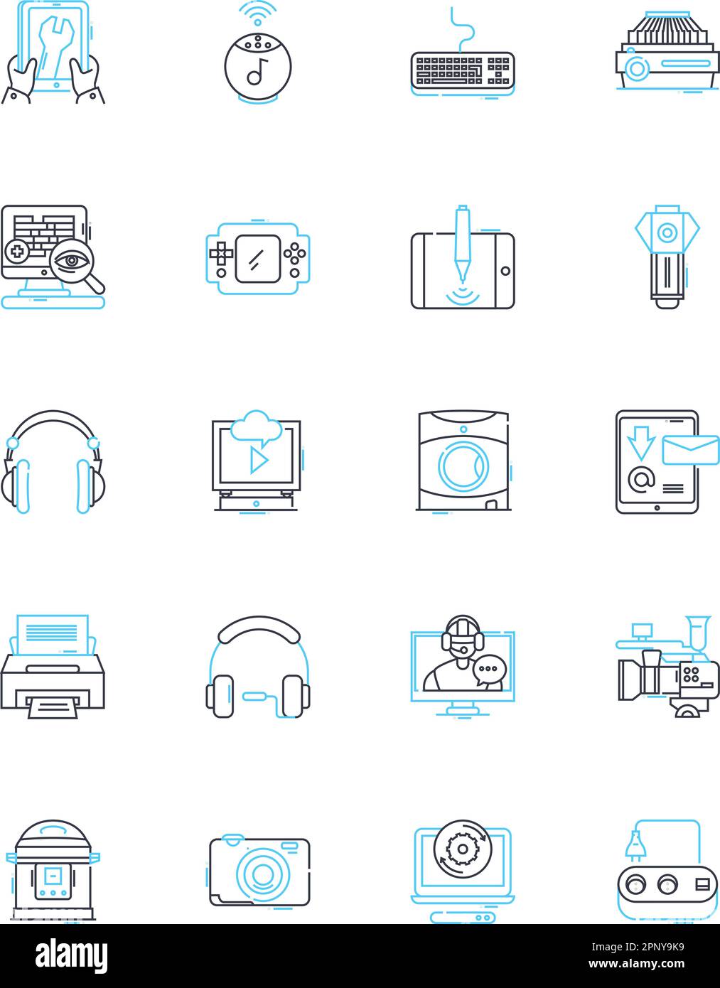 Equipment support linear icons set. Maintenance, Repair, Upkeep ...