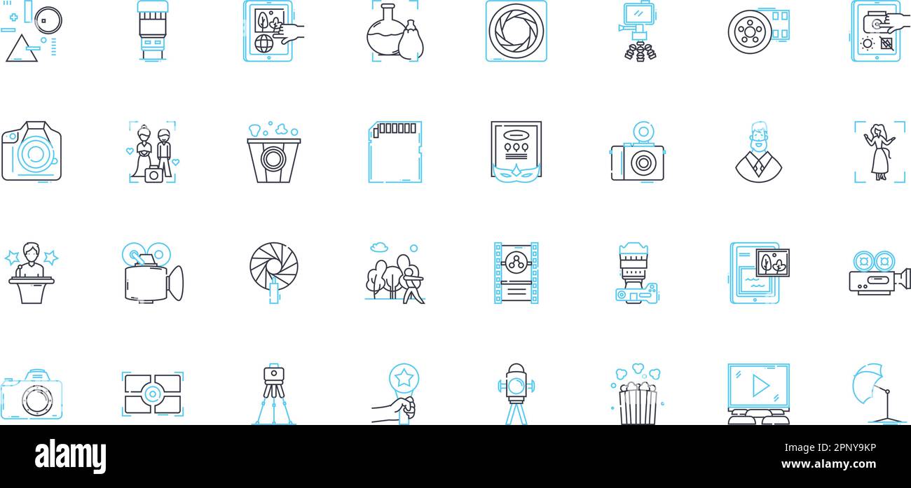 Digital trade linear icons set. E-commerce, Online, Cloud, Global, Internet, Secure, Automation ...