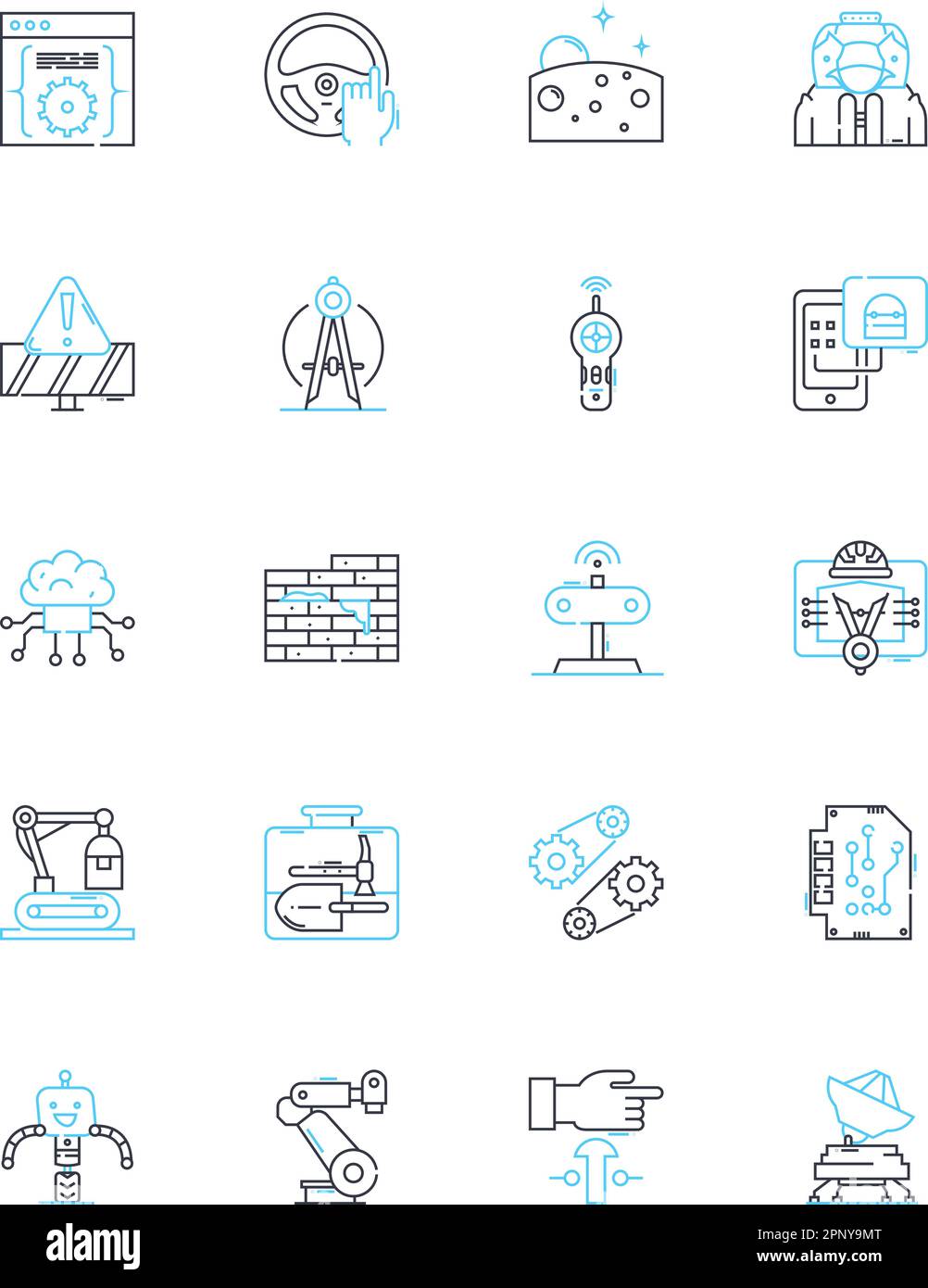 Constructor linear icons set. Build, Design, Blueprint, Framework ...