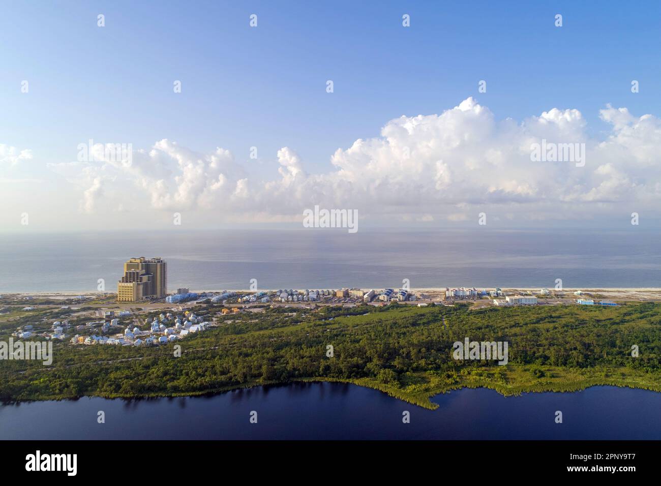 Aerial view of Gulf Shores at sunrise Stock Photo - Alamy