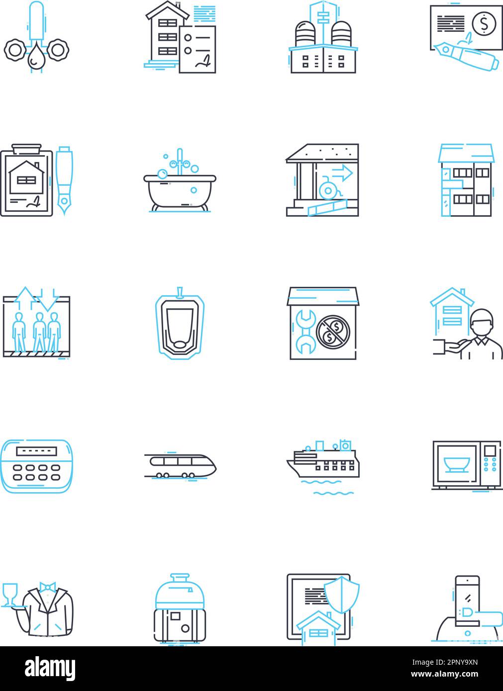 Tourism industry linear icons set. Destination, Adventure, Travel ...