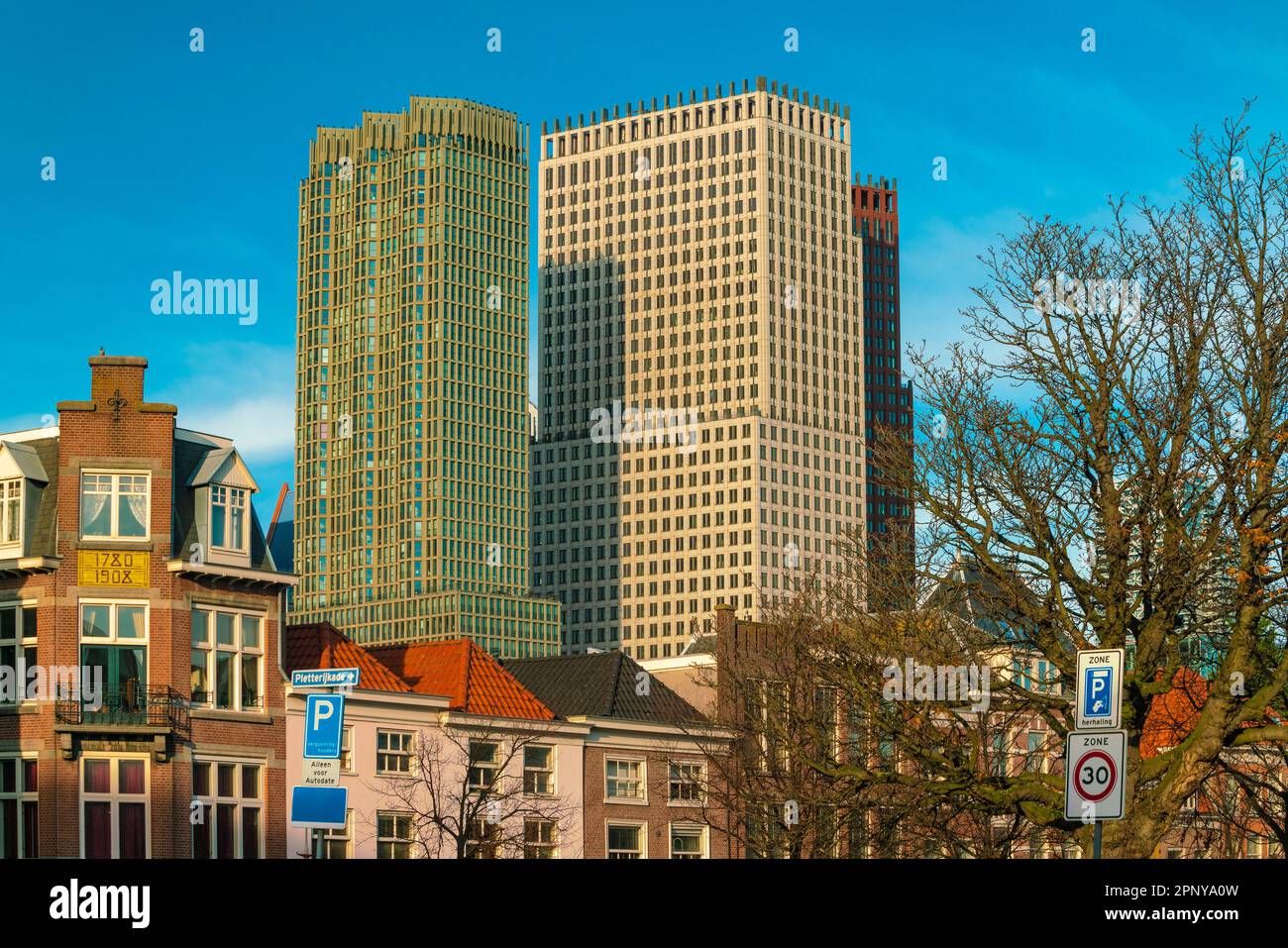 Towers and skyscrapers at the center of The Hague, The Netherlands ...