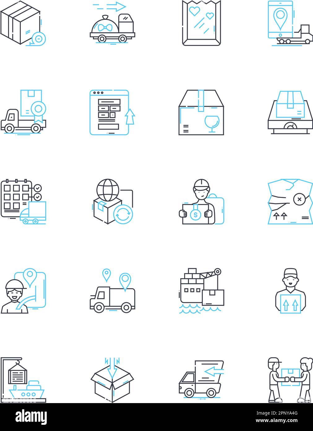 Supplies storehouse linear icons set. Warehouse, Inventory, Stockpile ...