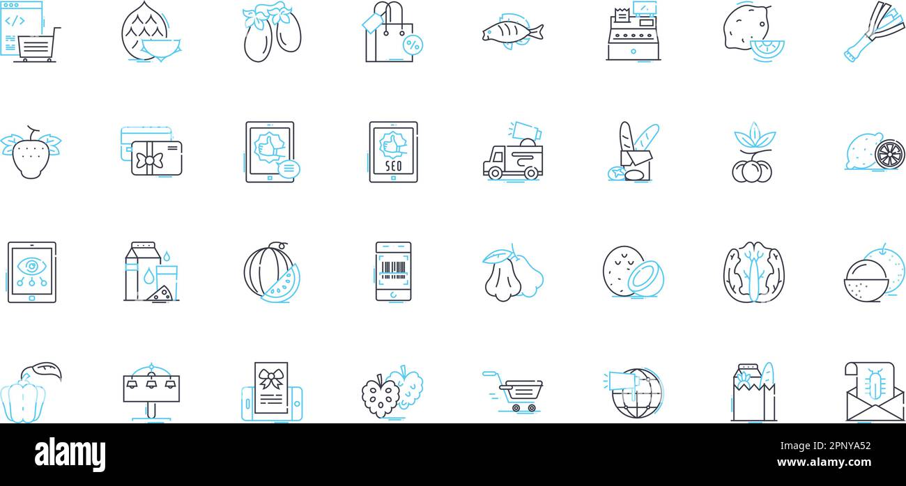 Bistro linear icons set. Intimate, Parisian, Rustic, Cozy, Elegant ...