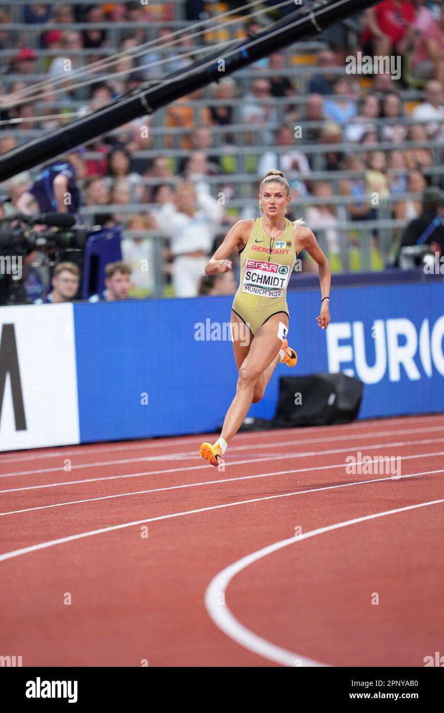 Alica Schmidt participating in the 400 meters of the European Athletics ...