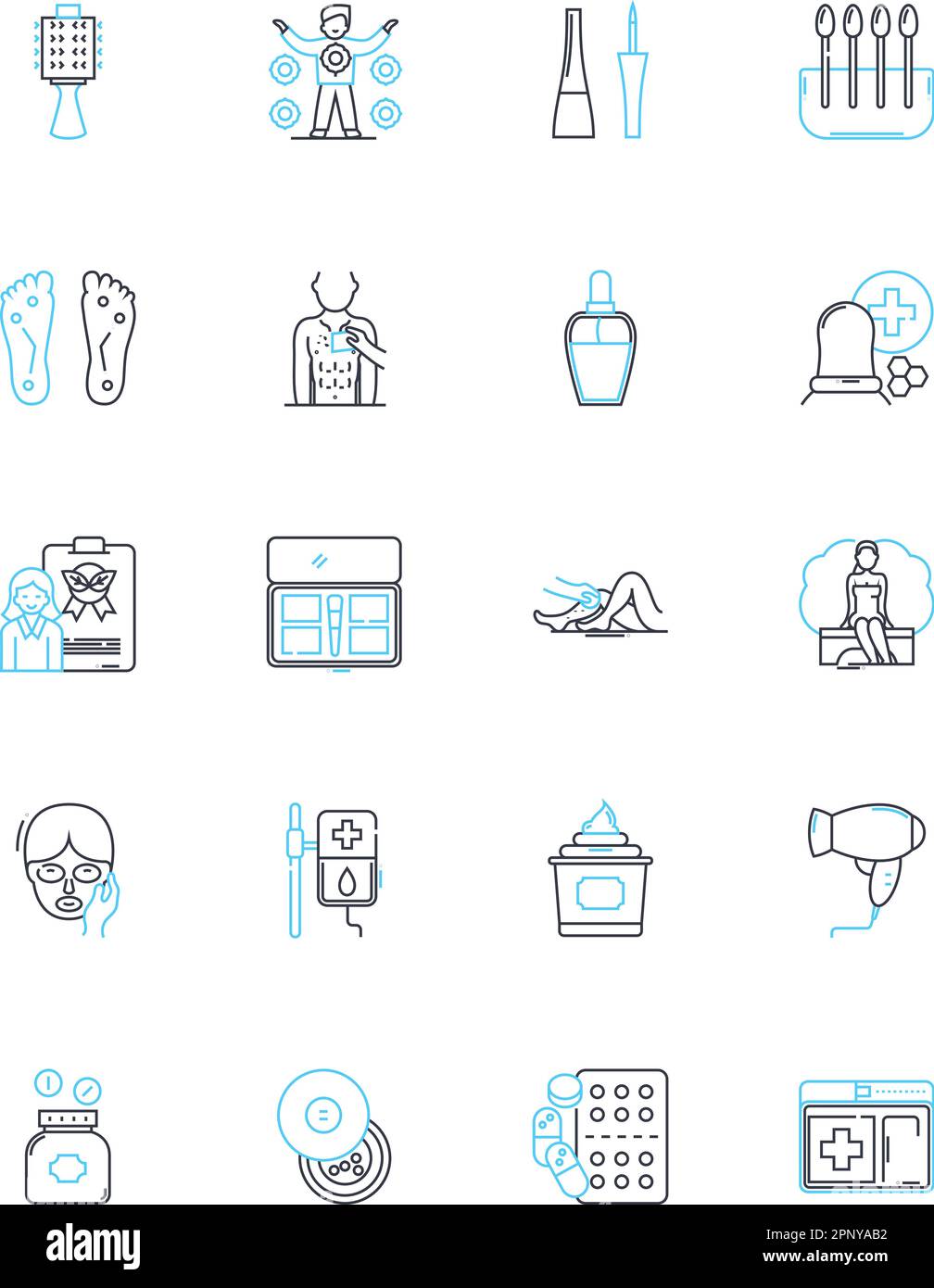 Hair shop linear icons set. Stylist, Haircut, Color, Highlights ...