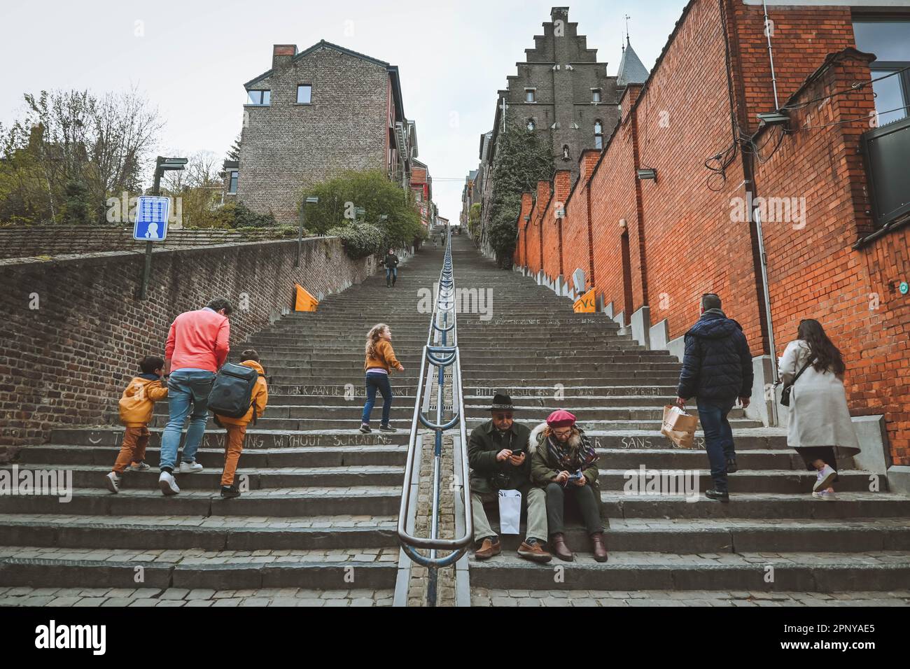 Tourists at the bottom of the Van Bueren stairs in Liège Stock Photo ...