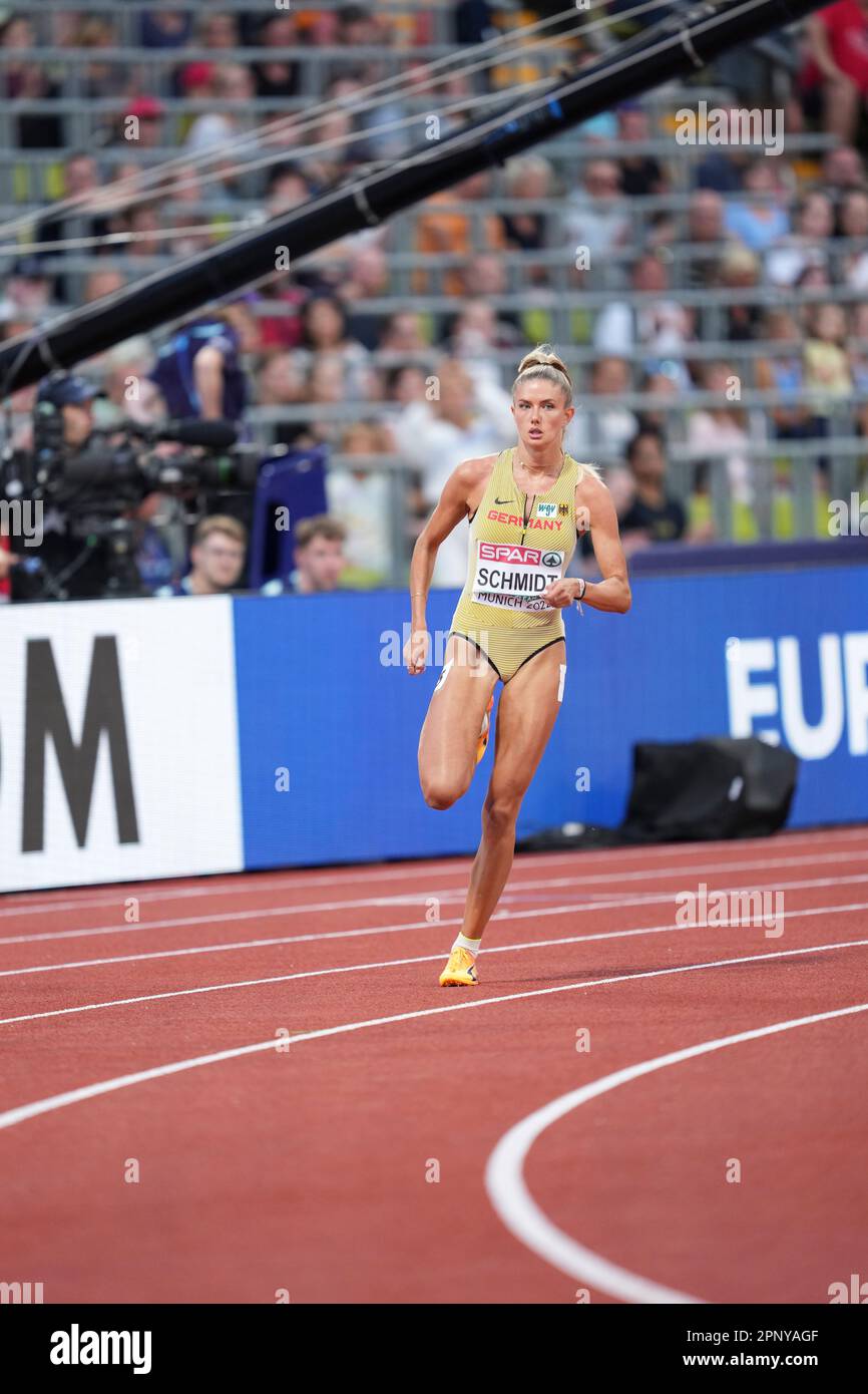 Alica Schmidt participating in the 400 meters of the European Athletics ...